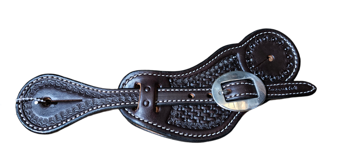 Cowperson Tack - Spur Straps - Dark Basket Weave SL25M – K&K Livestock Co.